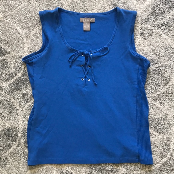 Kenar | Tops | Kenar Blue Lace Up Front Tank | Poshmark